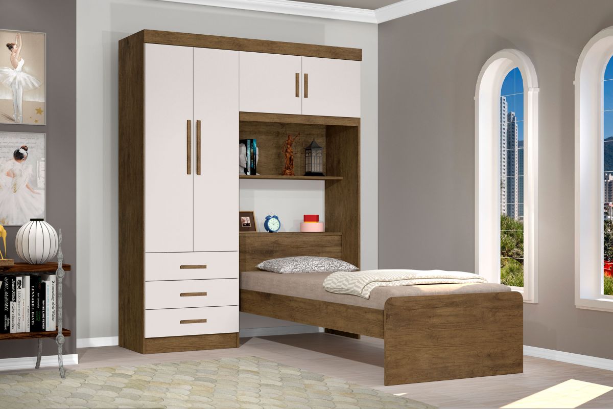 Decormobile - Guarda-Roupa/Cama Solteiro Cancun